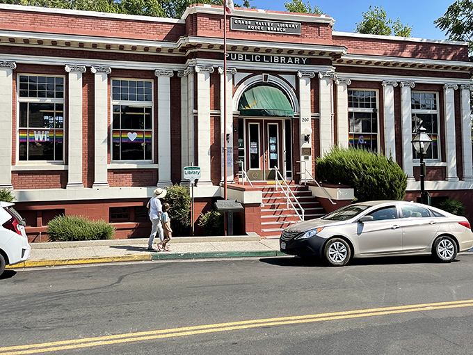 The classic brick Grass Valley Public Library is a historical treasure, a quiet place for reading and reflection.