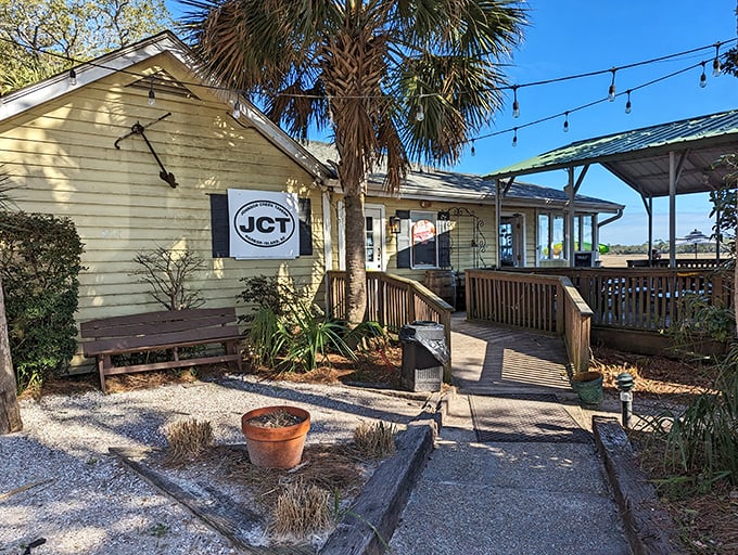 Peaceful marsh views and weathered wood create the perfect setting for memorable coastal meals.