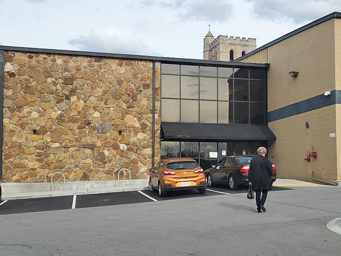 Stone and modern design blend beautifully at this beloved Knoxville charitable thrift store.