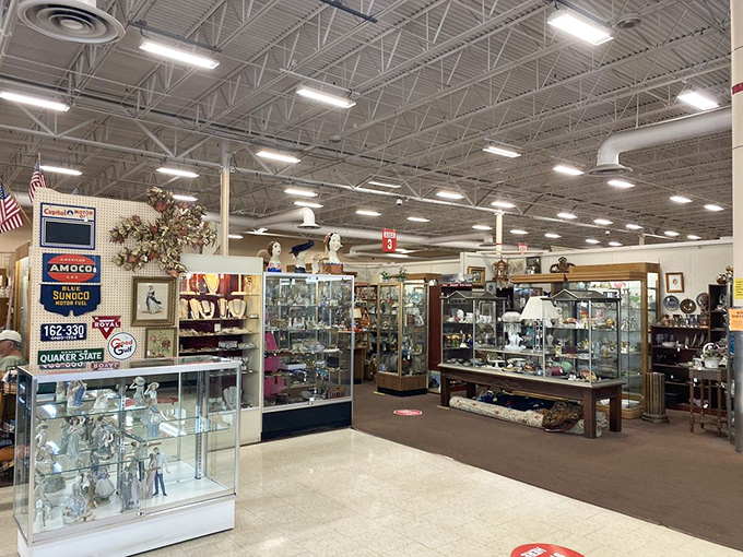 Bright fluorescent lights illuminate countless booths filled with memories waiting to find new homes.