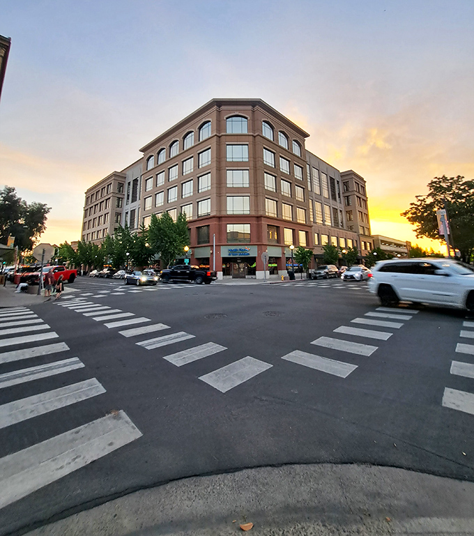 Downtown Modesto at sunset turns golden, proving magic hour isn't just for movie stars anymore. 