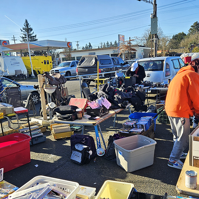 Tables laden with yesterday's belongings create an archaeological dig for modern treasure hunters at North Portland Flea Market.