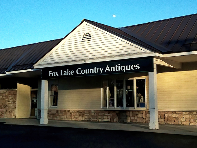 Even the moon wants to shop at this charming antique destination! Fox Lake Country Antiques glows with vintage possibility.