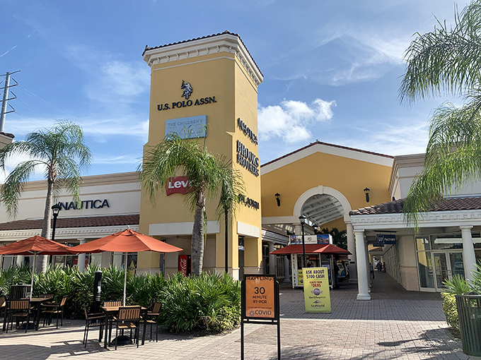 Mediterranean meets Florida sunshine in this outdoor shopping paradise where U.S. Polo and Nautica offer yacht club style without yacht club prices.