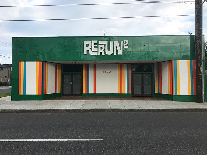 The bold, modern design perfectly captures the active lifestyle spirit of this specialized thrift store.