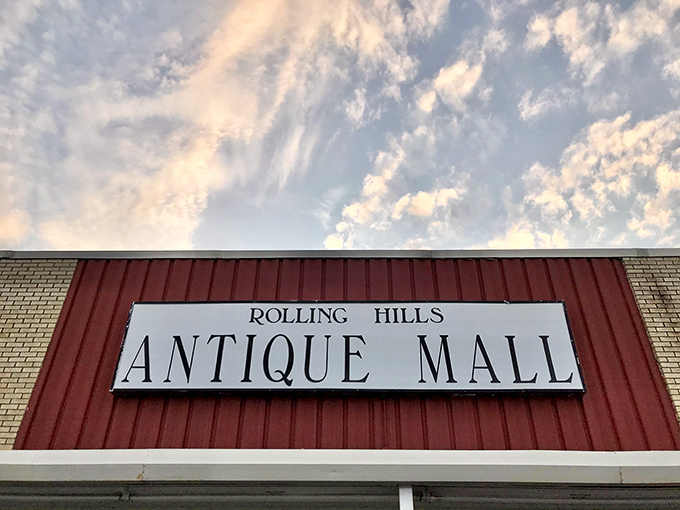 The sign says it all – rolling hills outside, rolling deals inside. Shenandoah Valley's vintage paradise!