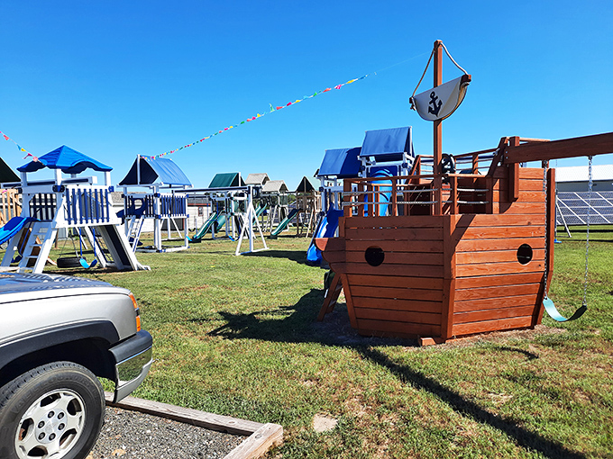 That pirate ship playground equipment proves this market knows how to make treasure hunting a family adventure.