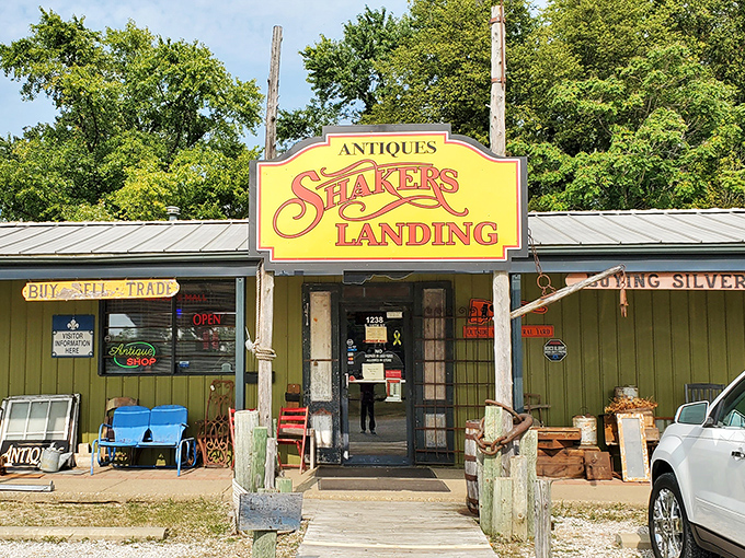 That weathered exterior promises genuine vintage finds where every item tells its own fascinating historical story.