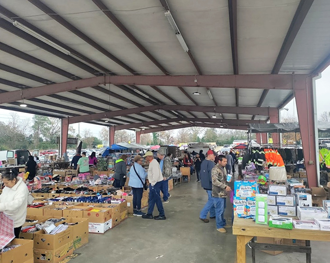 Beneath Smiley's covered pavilion, bargain hunters scan tables of treasures like archaeologists at a dig site.