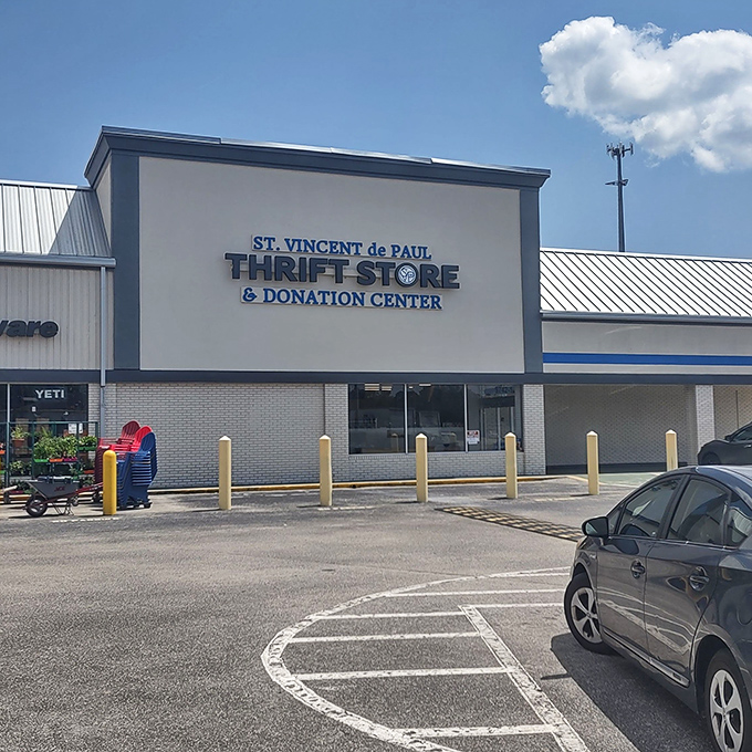 That professional exterior hints at the carefully curated secondhand treasures waiting inside these doors.