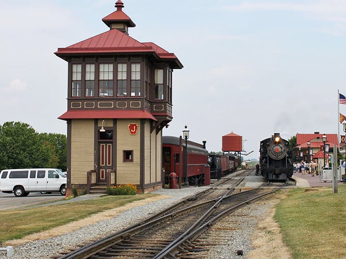 All aboard the time machine! Strasburg's vintage station stands ready for its close-up, serving nostalgia with a side of steam.