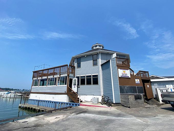 Waterfront dining doesn't get more literal than this! Sunset Harbor puts you so close to the waves you might need a napkin AND a towel.