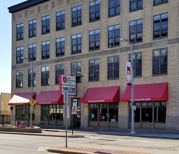 This historic brick building houses modern thrift shopping with old-fashioned values and unbeatable community spirit throughout.