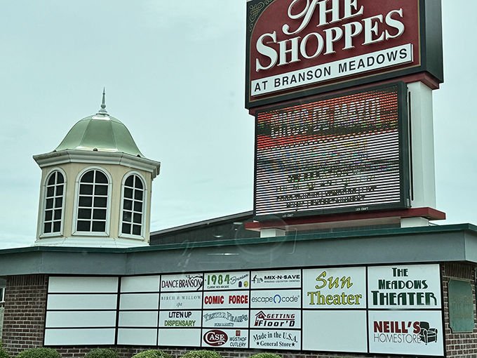 The Shoppes' welcoming signage promises local charm mixed with national brands - best of both worlds.