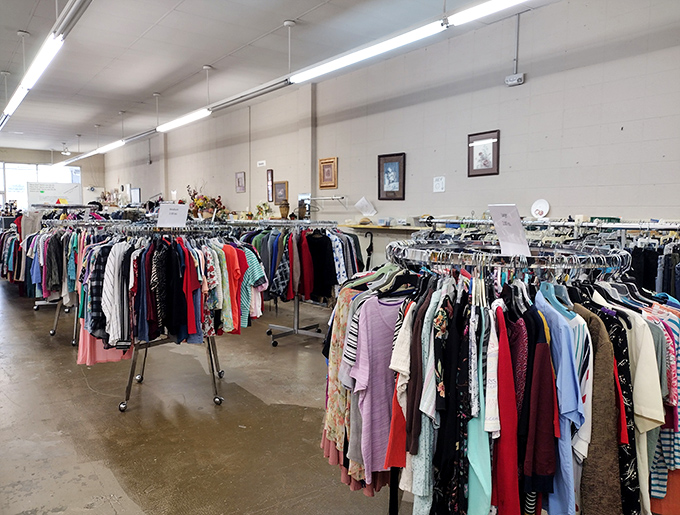 Rows of possibilities stretch endlessly - like a clothing library where every book costs practically nothing.