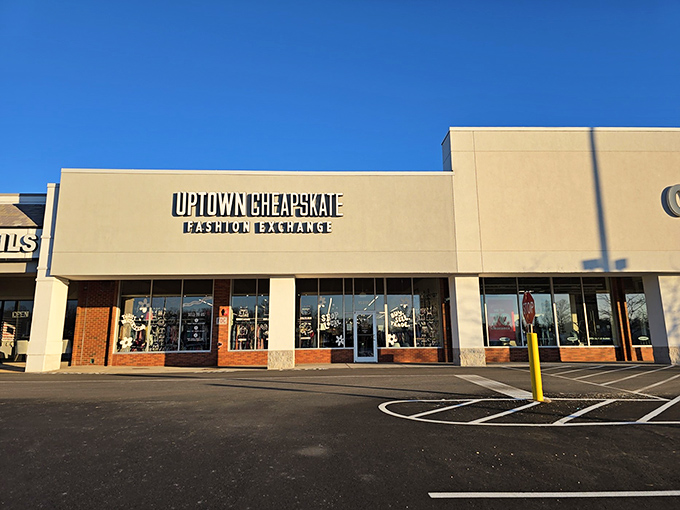 This modern facade proves secondhand shopping shed its thrift store stigma and embraced the boutique shopping experience.