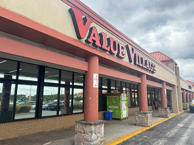This Value Village exterior welcomes shoppers with the promise of organized chaos and unexpected treasures around every corner.