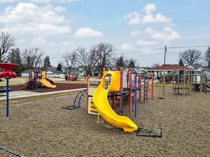 Wapakoneta's colorful playground equipment proves this astronaut town keeps its feet firmly on earth.