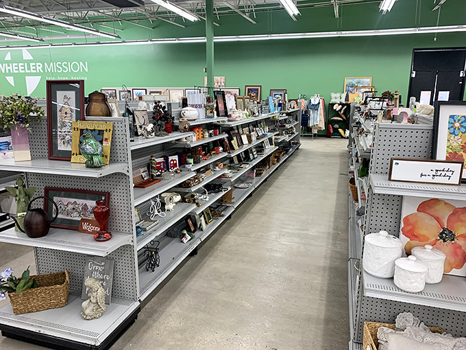 Clean aisles and organized displays make this thrift store feel more like a treasure-filled department store.