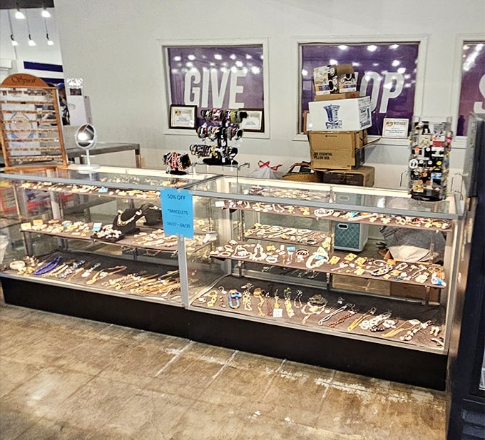 The jewelry counter sparkles with possibility. One person's "not my style anymore" becomes your "where have you been all my life?"