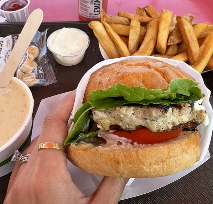 The burger that makes beef jealous. Perfectly grilled fish, fresh toppings, and a bun that knows its supporting role in this ocean-to-table masterpiece.