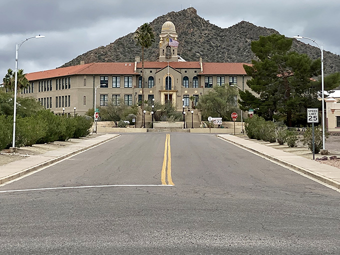 The former Curley School commands attention like a distinguished elder statesman, its bell tower keeping watch over Ajo's picture-perfect plaza.