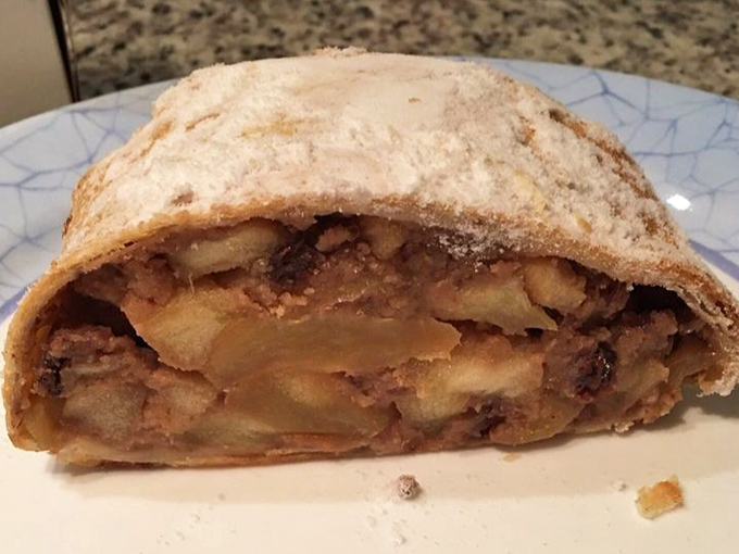 Peek inside this apple strudel and witness the perfect marriage of cinnamon-kissed apples and delicate pastry&mdash;a relationship counselor for your taste buds.