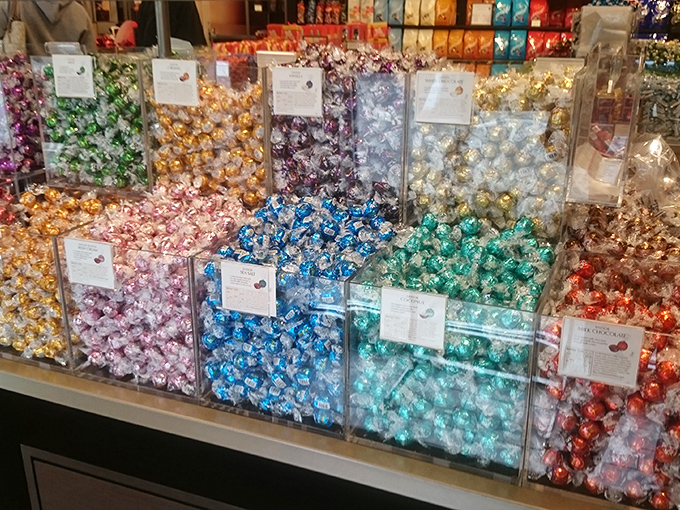 Lindt chocolates stacked like edible jewels, proving that happiness does come in small, wrapped packages.