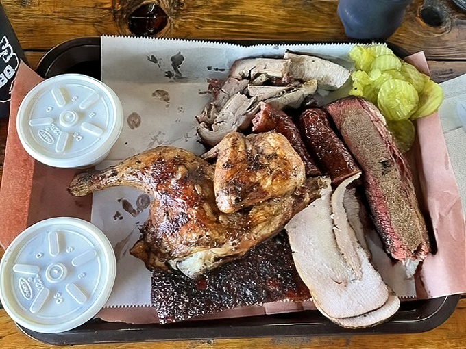 A barbecue sampler that would make a vegetarian weep&mdash;featuring the greatest hits of Texas smoke craft on one humble tray.