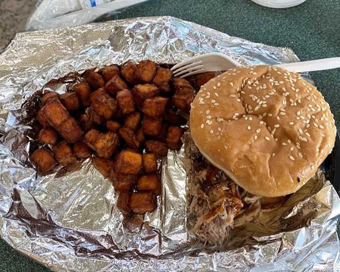 A sandwich that requires both hands and several napkins isn't just lunch&mdash;it's an event. Those sweet potato nuggets are calling your name.