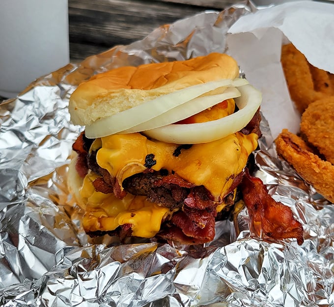 This bacon cheeseburger isn't concerned with your Instagram feed or your diet&mdash;it's a glorious rebellion against pretentious food trends and tiny portions.