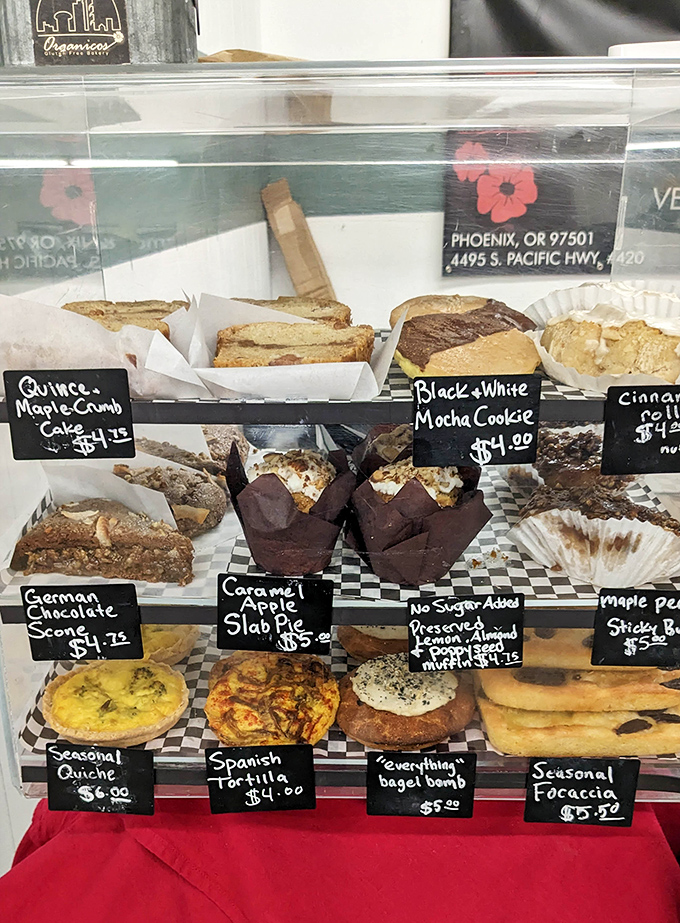 Sweet temptations behind glass – from "Everything Bagel Bomb" to "Caramel Apple Slab Pie." Diet plans come here to die delicious deaths.