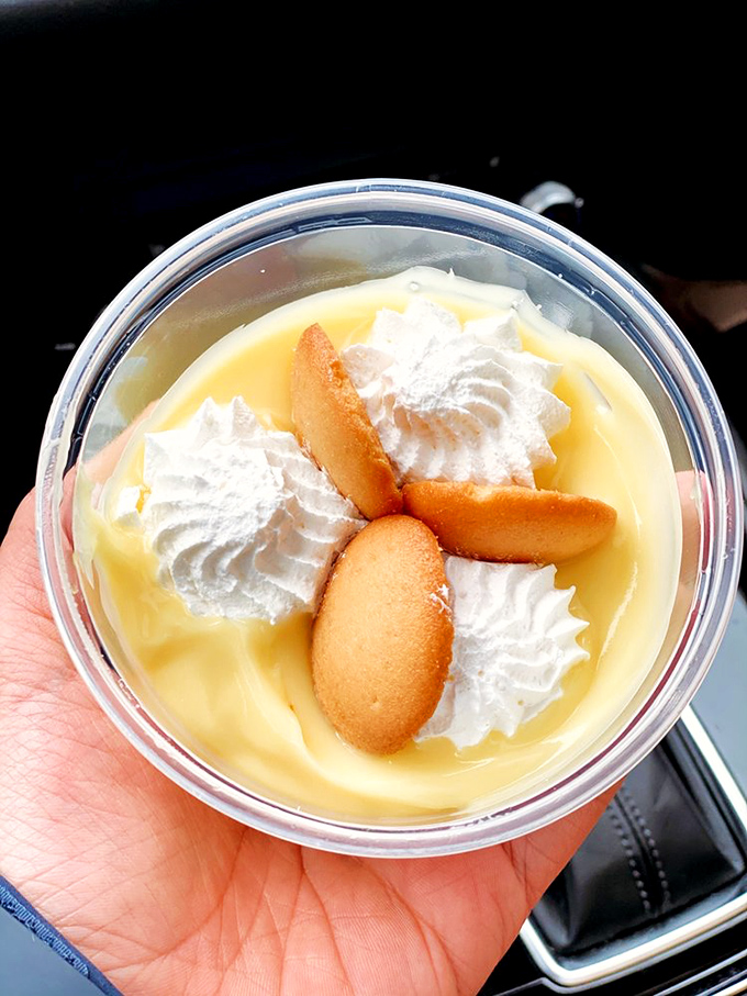 A sweet finale: banana pudding with vanilla wafers. Like childhood comfort in a cup, but sophisticated enough to make adults fight over the last spoonful.
