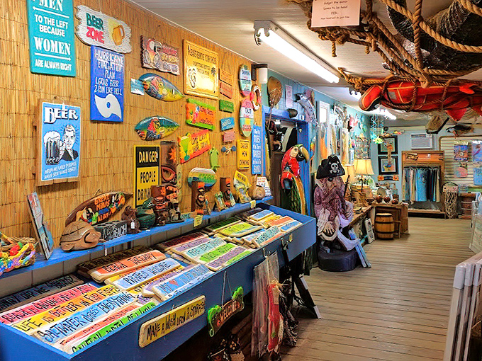 Beach bar wisdom and tiki hut philosophy line these walls&mdash;perfect for the homeowner who wants their living room to feel like a permanent vacation.
