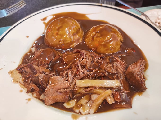Beef and noodles swimming in rich gravy with homemade dumplings&mdash;the kind of dish grandmothers fight over at family reunions.