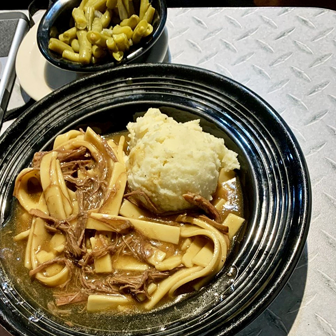 Beef and noodles with a cloud of mashed potatoes &ndash; the kind of meal that makes you understand why your grandparents never needed therapy.