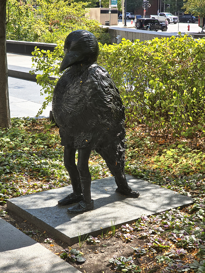 This bird-inspired sculpture seems ready to take flight, its sleek form capturing the essence of movement in static bronze.