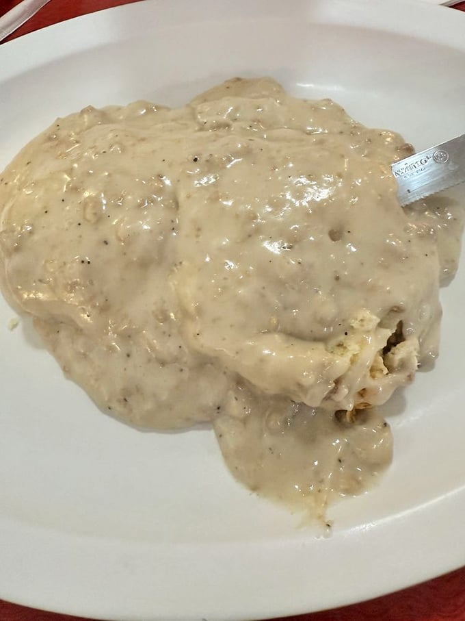 Biscuits and gravy&mdash;the Southern breakfast equivalent of a warm hug from your grandmother, only with more pepper.