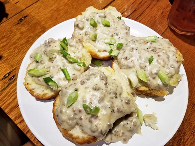 When biscuits meet gravy this perfectly, angels somewhere are probably taking notes for their own breakfast plans.