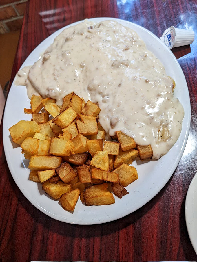 Biscuits and gravy&mdash;the Southern comfort that makes you forget about cholesterol counts while the home fries stand by as willing accomplices.