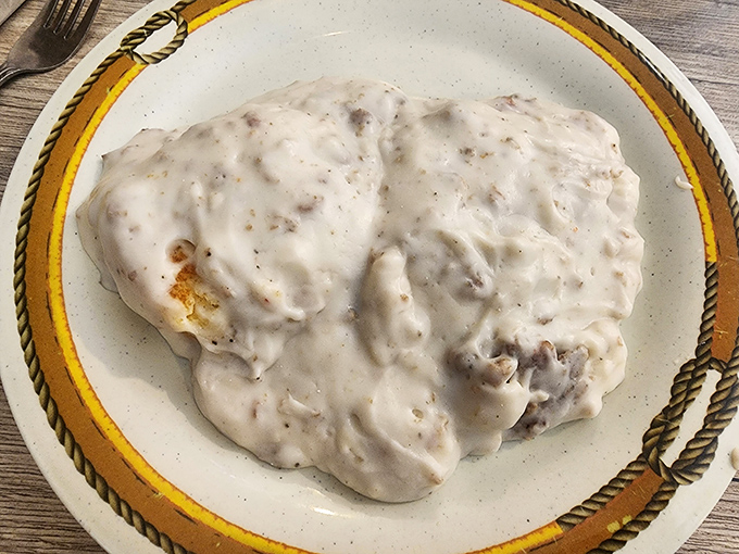 Biscuits and gravy so authentic they should come with their own Southern accent &ndash; creamy, peppery perfection that grandma would approve of.