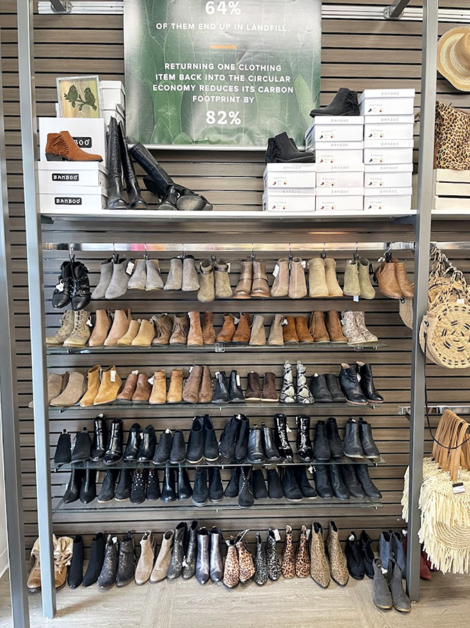 Boot heaven exists, and it's organized by style and size. These leather treasures are ready for their second dance.