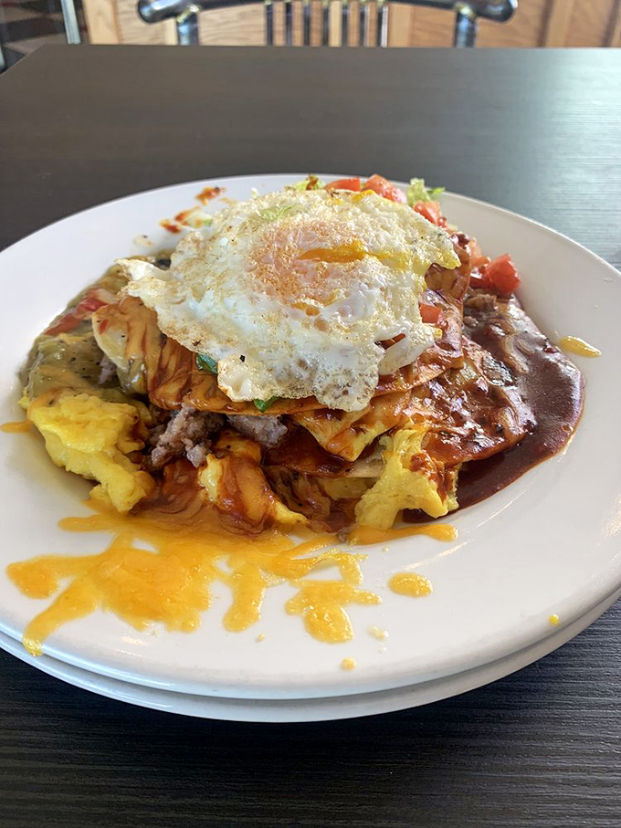 Breakfast goes New Mexican with this glorious mountain of flavors topped with a perfectly cooked egg&mdash;the morning equivalent of striking gold.