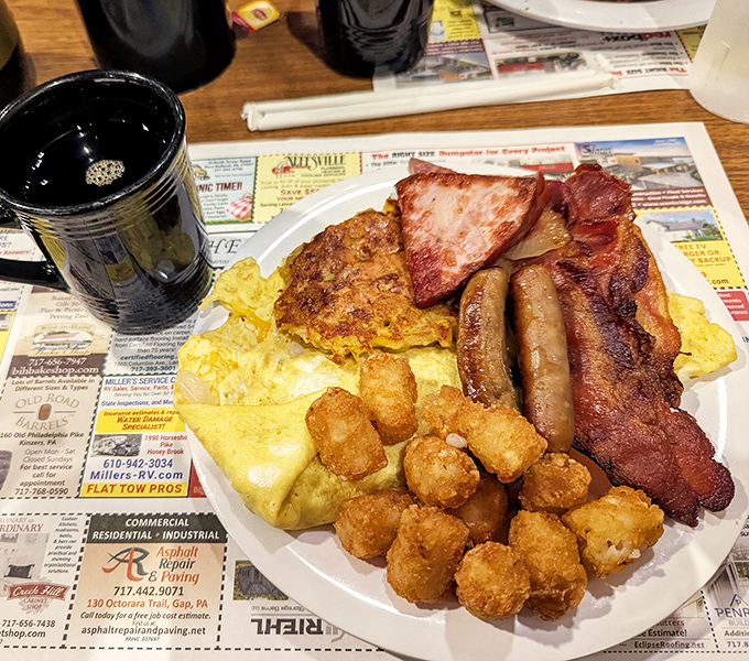 This breakfast platter isn't messing around &ndash; it's the morning equivalent of a greatest hits album where every track is a chart-topper.