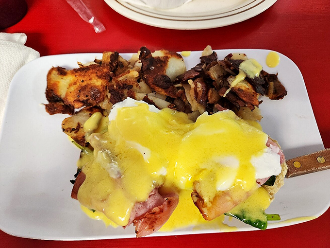 Eggs Benedict's country cousin has arrived: ham, eggs, and hollandaise creating a breakfast symphony that Mozart would have appreciated.