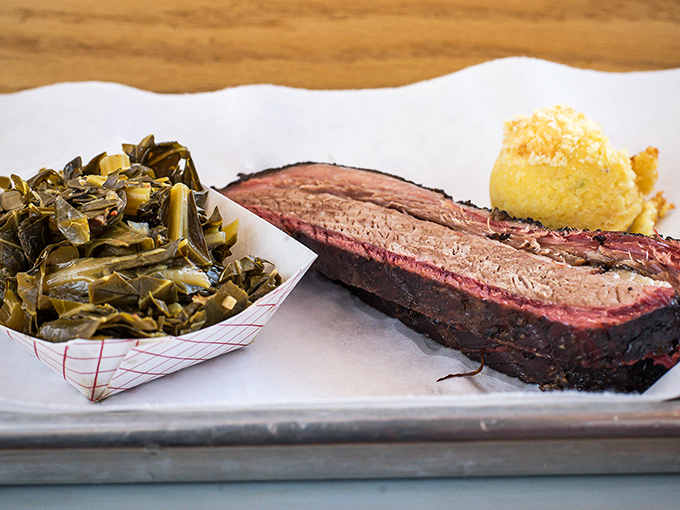 Brisket, collard greens, and cornbread: the holy trinity of Southern comfort transported to Michigan with reverent precision.