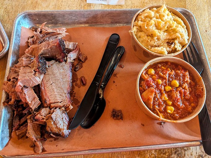 Brisket sliced thicker than a romance novel, with sides that don't just complement the meat&mdash;they throw it a full-on parade.