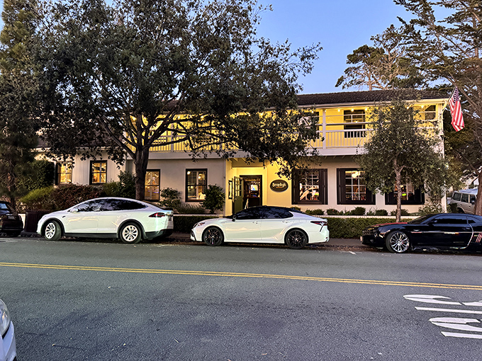 Evening in Carmel transforms ordinary buildings into golden-hued havens, where California casual meets European elegance without trying too hard.
