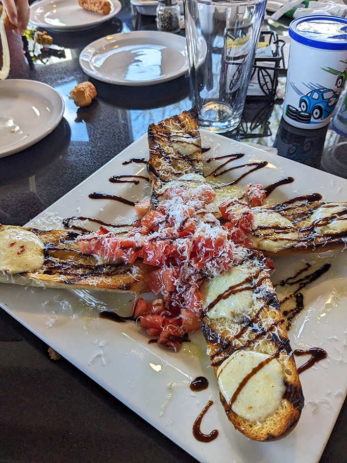 Bruschetta that's dressed better than most people at a wedding&mdash;toasted bread playing the perfect host to a party of fresh toppings.