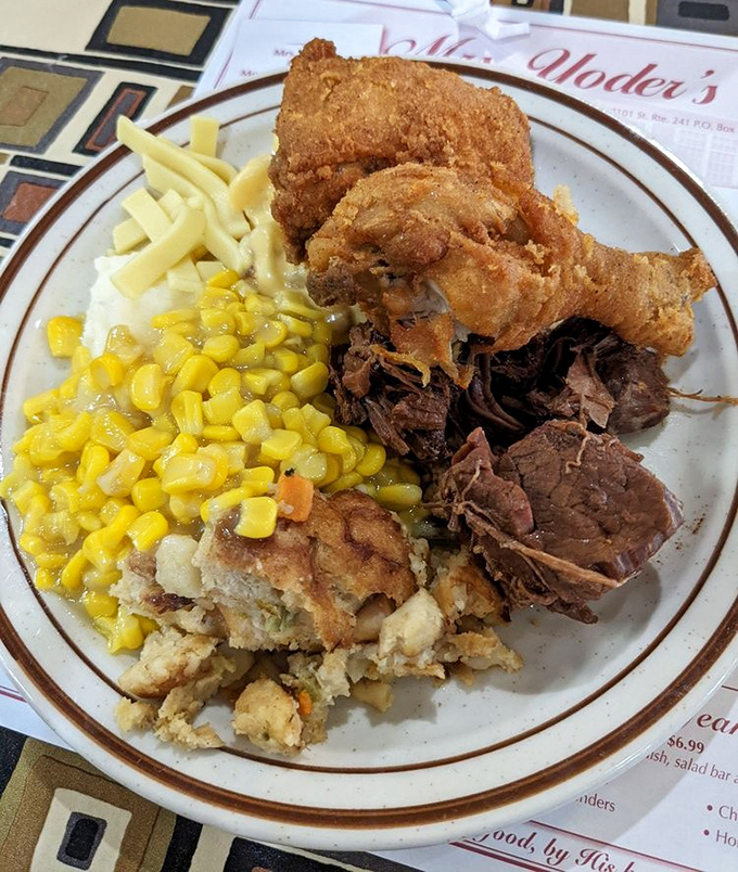 The buffet plate that answers the eternal question: "Why choose one entr&eacute;e when you can have three?"